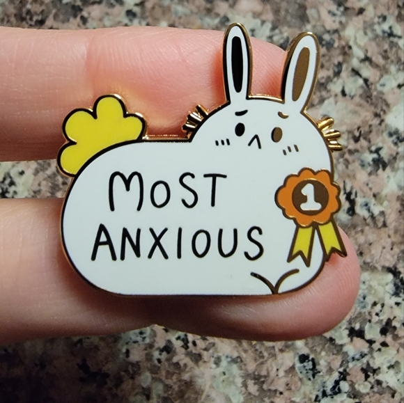 Jewelry | 2 For 13 Most Anxious Anxiety Bunny Rabbit Enamel Pin | Poshmark